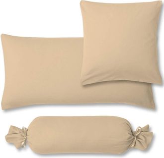 ESTELLA Kissenbezug Feinjersey | Karamel | 40x40 cm | ideale Passform und praktischer Rei&szlig;verschluss | trocknerfeste und b&uuml;gelfreie Kissenh&uuml;lle aus 100% Baumw