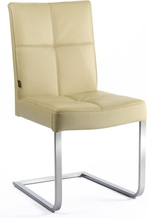 SIX Freischwinger Lederstuhl Libero Edelstahl Stuhl Leder-Stühle Rindsleder Sand