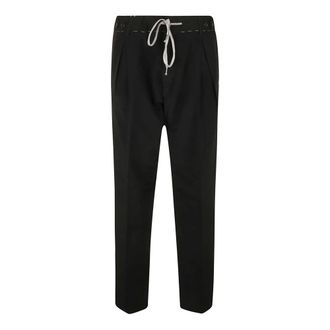 Maison Margiela Femme, Pantalons, Noir, Taille: 38 FR Pantalon Droit &agrave; Cordon de Serrage &agrave; la Taille