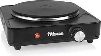 Tristar Tragbare Kochplatte - Einflammig - Für Studentenwohnheime, Camping, Kochnische - 18,5 cm Durchmesser - Einstellbarer Thermostat - 1.500 W - KP-6151
