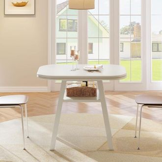 Tribesigns Tribesigns Petite table de salle &agrave; manger blanche de 80 cm pour 4 &agrave; 6 personnes, style moderne avec pieds en m&eacute;tal pour salle &agrave; manger, cuisine ou