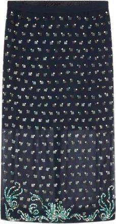 Dries Van Noten Femme, Jupes, Bleu, Taille: 40 FR Sokna EMB 2314 W.w.skirt