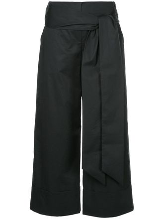 Demoo Parkchoonmoo pantalon ample crop &agrave; ceinture nou&eacute;e - Noir