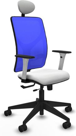 Piqueras y Crespo Schreibtischstuhl aus Stoff mit wei&szlig;en und schwarzen Armlehnen, h&ouml;henverstellbarer Lendenwirbelst&uuml;tze und festem Kopfteil, ausgestattet mit Syncro/Tra