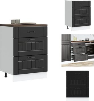 vidaXL Vidaxl - Armoire de cuisine Lucca noir bois ding&eacute;nierie - Armoire De Cuisine - Armoires De Cuisine - Meuble D&eacute;vier - Meuble D&eacute;vier De Cuisine