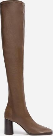 Arket Overknee-Stiefel Aus Stretchleder -Braun
