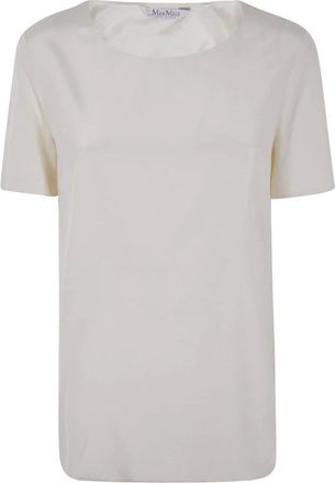 Max Mara Femme, Tops, Blanc, Taille: 44 FR Haut &agrave; Manches Courtes et Col Rond