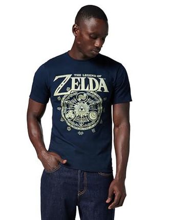 Nintendo Legend of Zelda Symbolic Circle T-Shirt, Bleu Marine, XXL Homme