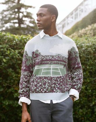 Abercrombie & Fitch Pull ras de cou en maille &agrave; imprim&eacute; tennis - Multicolore