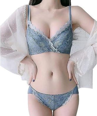 Generic Ensemble sous Vetement Femme Ensemble Lingerie Confortable Classique Tenue Yoga Europ&eacute;enne - Brassi&egrave;re + String, Bande Ajustable pour Sport Intensif