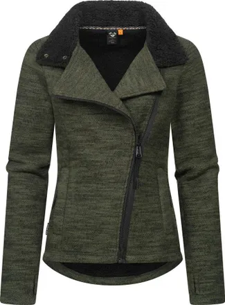 Ragwear Strickfleecejacke Saskie Melange Grob gestrickte Damen-Jacke mit Teddyfell-Futter