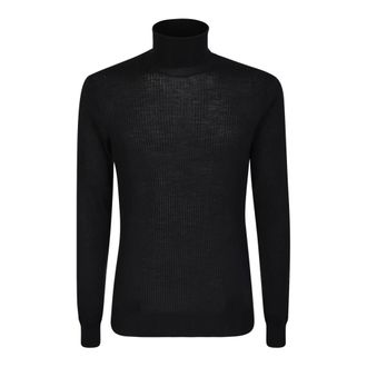 Dell'Oglio Blauer Strickpullover mit hohem Kragen - - Knitwear - Herren - Blau - L
