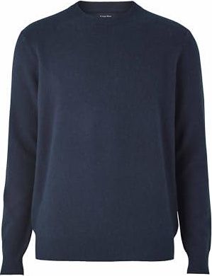 The Savile Row Company Pull à col rond en laine mérinos et cachemire pour homme, bleu marine, XXL