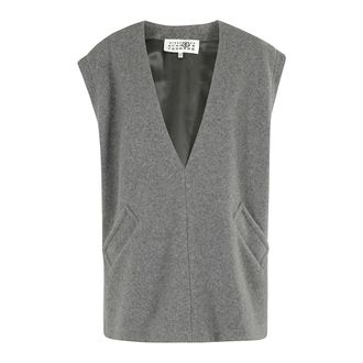Maison Margiela L&auml;ssiges Kurzarm-Top - - Knitwear - Damen - Grau - XS
