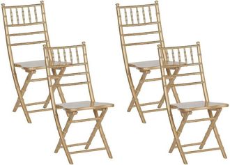 Beliani Esszimmerstuhl 4er Set klappbar MACHIAS Buchenholz Gold
