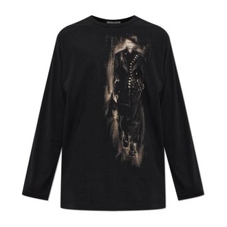 Yohji Yamamoto Baumwoll-Jersey Rundhals-Langarmshirt - - Tops - Herren - Schwarzk - M