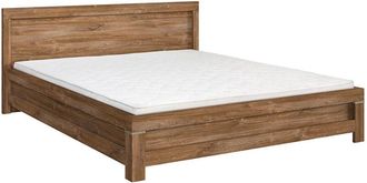 PEGANE Lit 160x200 lit double 2 personnes, coloris Ch&ecirc;ne stirling - Longueur 206 x Profondeur 176 x Hauteur 34-80 cm