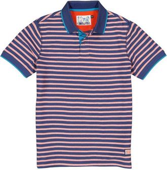 Ragman Herren Polo-Shirt blau gestreift