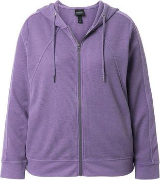 Ulla Popken Sweatjacke Sweatjacke Waffelpiqu&eacute; Kapuze Langarm