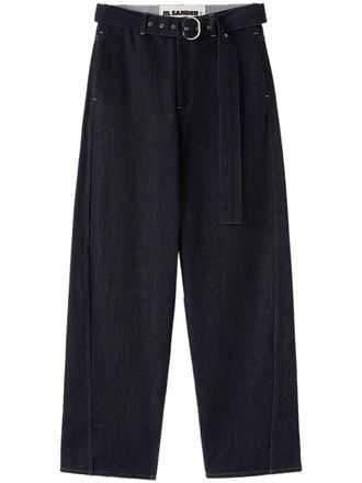 Jil Sander jean ample &agrave; taille mi-haute - Bleu