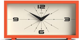 Jones Clocks Odeon schreibtischuhr | Modernes rechteckiges Design | Orange | Stilvoller retrolook f&uuml;r Regal, Tisch, kaminsims oder nachttisch