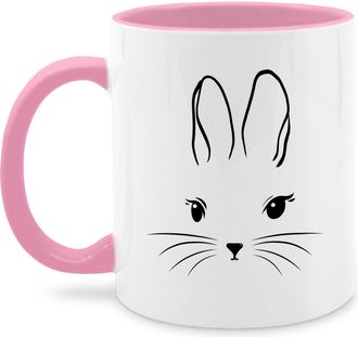 Shirtracer Tasse Tassen 325ml - Ostergeschenke - Hasen Kopf Simple mit Wimpern I Hasenmädchen - 325 ml - Rosa - ostertassen, ostern hase ostertassen oster kaninc