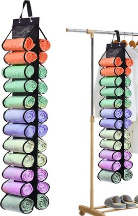 Generico Netz-Organizer zum Aufh&auml;ngen &uuml;ber der T&uuml;r: doppelseitige H&auml;ngeaufbewahrung, Kleiderst&auml;nder mit 24 Taschen, platzsparendes Schrankzubeh&ouml;r | f&uuml;r Gymnast