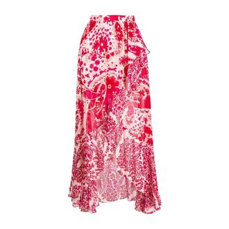 Twinset Femme, Jupes, Rouge, Taille: 40 FR Paisley Print Georgette Skirt