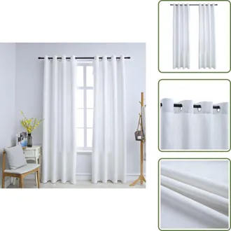 vidaXL Rideau occultant et anneaux en m&eacute;tal 2pcs Blanc cass&eacute; 140x225cm - Rideaux - Rideaux Blancs - D&eacute;coration Int&eacute;rieure - Intimit&eacute; - Rideaux Pour Salon