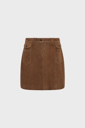 Gerard Darel Jupe courte en cuir velours - JEMIMA - Taupe