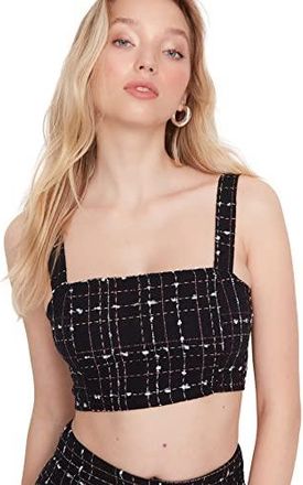 Trendyol Woman Regular Standard Square Collar Woven Blouse Chemise, Black, 34 Femme