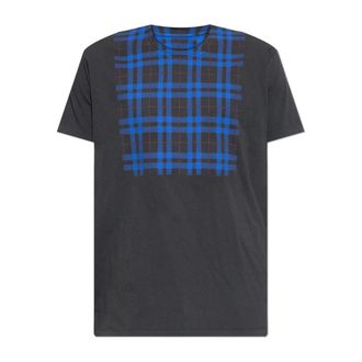 Maison Margiela Baumwoll-T-Shirt mit Karoeinsatz - - Tops - Herren - Blau - XS