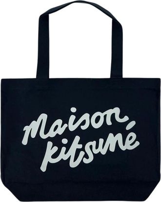 Maison Kitsun&eacute; Femme, Sacs, Noir, Taille: ONE Size Handwriting Tote