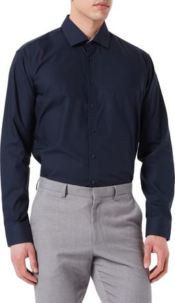 Seidensticker Herren Business-Hemd - Extra Slim Fit - Bügelfrei - Kent-Kragen - Langarm - Patch - 100% Baumwolle, Dunkelblau, 38 EU