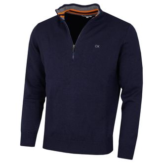 Calvin Klein Herren 1/2 Zip CK Golf Pullover - Marineblau/Orange - XXXXXL