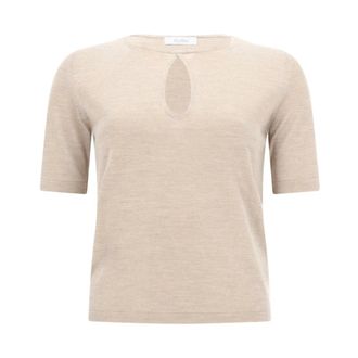 Max Mara T-shirt en soie et cachemire - Femme - Tops - Beige - Taille: 36 FR