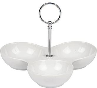 Alpina Dipschalen Set 3 Behälter - Tapas Schalen für Snacks und Dips - Porzellan Snackschale - Spülmaschinenfest - 20 x 16 cm - Perfekt für Partys und Geburt