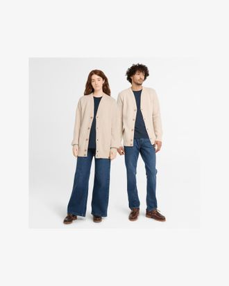 Timberland All Gender Phillips Brook Cardigan mit Raglan&auml;rmeln in Beige, Beige, Gr&ouml;&szlig;e