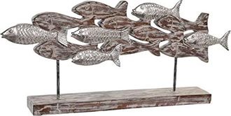 DKD Home Decor Dekofigur Antik Finish braun Aluminium Mangoholz Spiralen (68 x 9 x 30 cm)