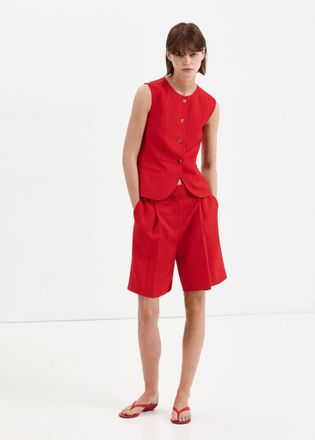 Mango Gilet boutons lyocell rouge - Femme - XXS - MANGO