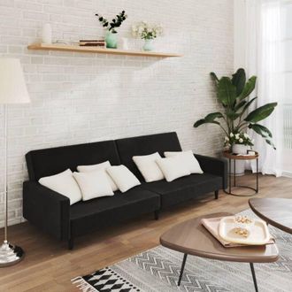 vidaXL Schlafsofa 2-Sitzer Schwarz Samt Vidaxl