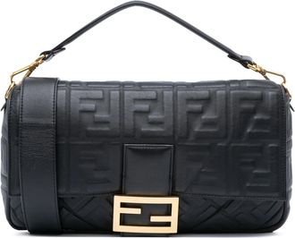 Fendi Hobo Bags - Large Zucca Embossed Leather Baguette Satchel - Gr. unisize - in Schwarz - f&uuml;r Damen
