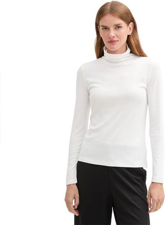 Tom Tailor Damen Longsleeve mit Rollkragen, 10315 - Whisper White, XL