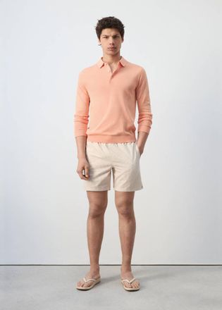 Mango Polo maille fine 100 % coton p&ecirc;che - Homme - XXL - MANGO MAN