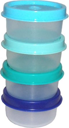 Tupperware Smidgets Tiny Treasure Mini-Schüsseln, transparent, mit blaugrünen, blaugrünen Dichtungen, 4 Stück