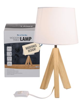 Out of the Blue Tischleuchte aus Holz - modernes offenes Lampengestell - H&ouml;he ca. 40 cm - warme Lichtatmosph&auml;re f&uuml;r Wohnzimmer, Schlafzimmer & Flur