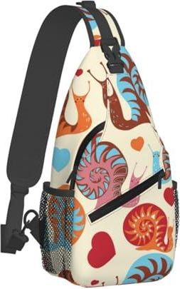 Generic Sacoche Homme Bandouliere Escargot mignon Casual Sac &agrave; Bandouli&egrave;re L&eacute;ger Sac &agrave; Poitrine pour Voyage &eacute;cole Camping