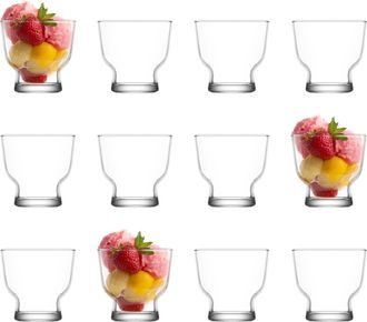 LAV 12x 240ml Petit Eisbecher aus Glas - Klein Mini K&uuml;che Fruchtsalat Eisbecher Kleinigkeit Nachtisch Cocktail Pudding Servierbecher Geschirr-Set