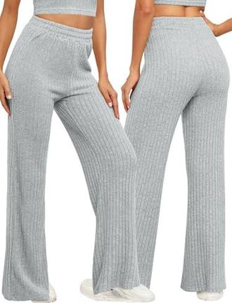 SHEKINI Pantalon Femme Palazzo Large Pantalons Taille Haute Extensible Élégant Pantalon Coupe Droite Décontractée Confortable Pantalon de Jogging Running Mode