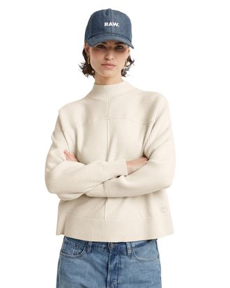 G-Star G-Star Damen Boxy Mock Pullover, Mehrfarben (Chalk Htr D25218-D771-128), L